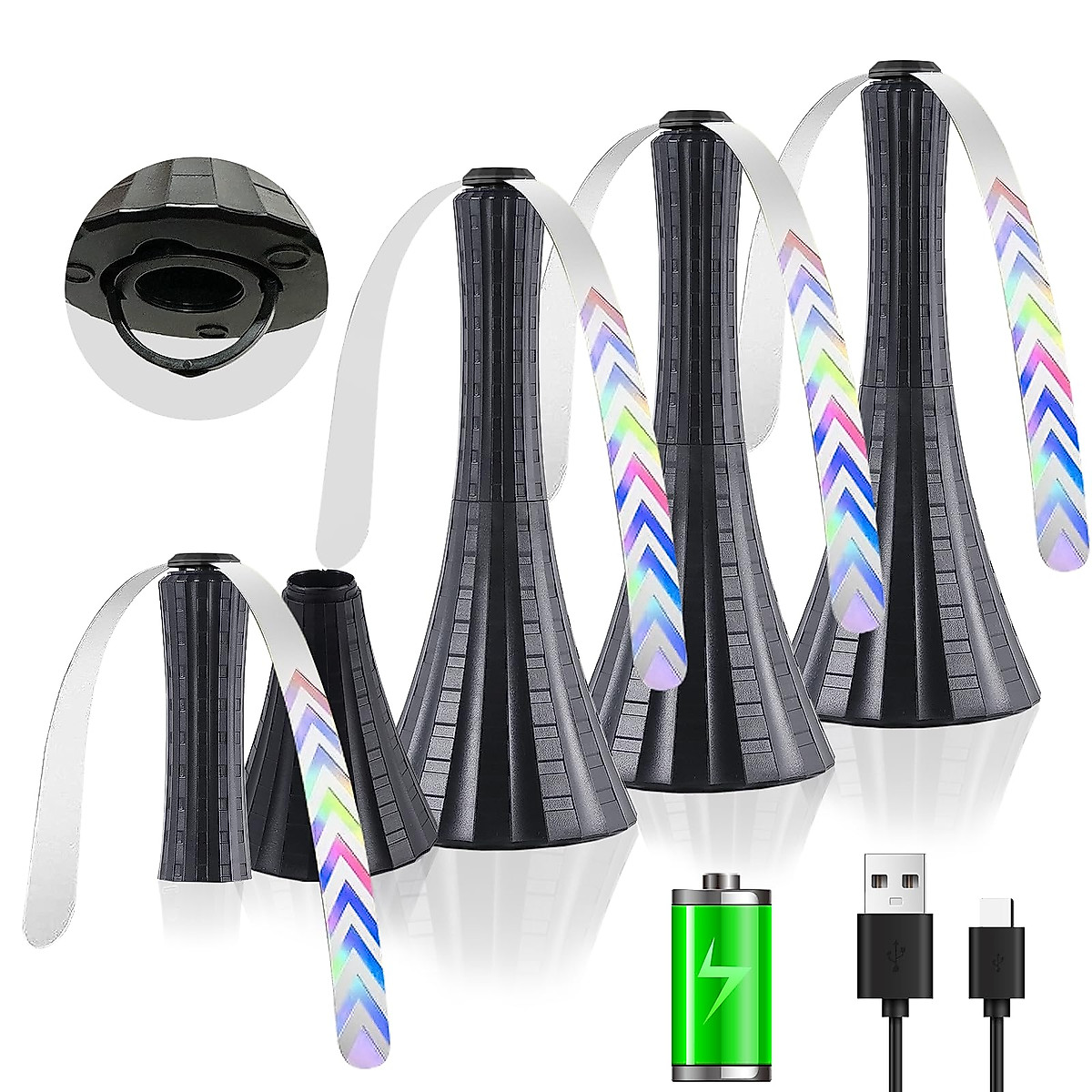 MASUCVE Fly Fans for Tables Rechargeable, Fly Fans for Outdoor Tables, 1800mah Large Capacity Fly Table Fans with Soft Blades, Food Fans, USB Table Top Fly Spinner Rechargeable, 4PCS