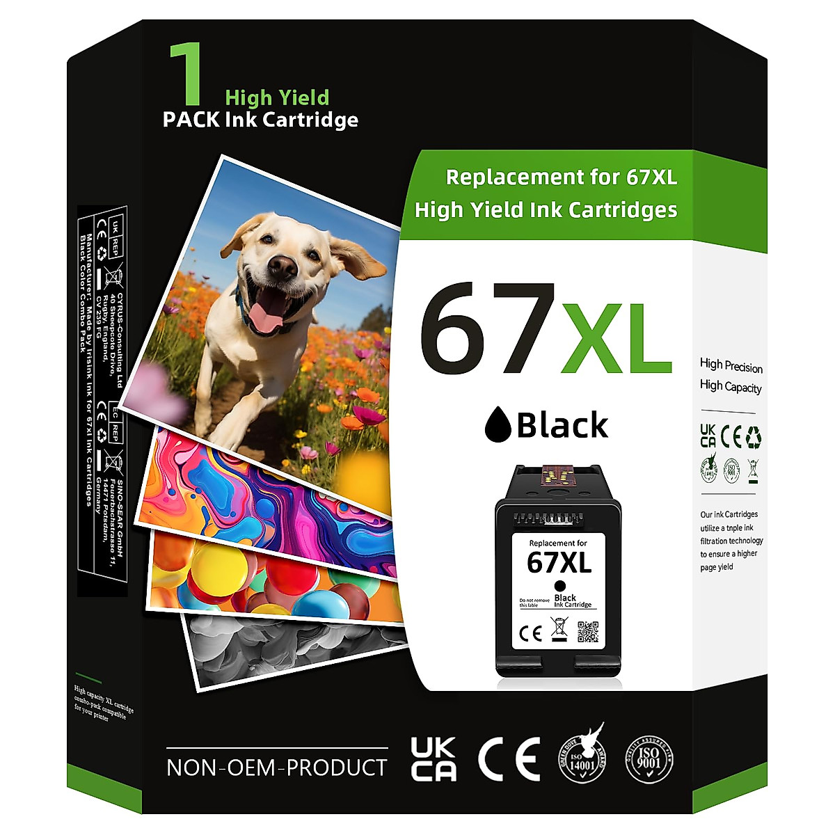 Remanufactured 67 Black Ink Cartridge, Replacement for HP 67XL HP67 Used in Envy 6055 6000 6052 6032 6022 Pro 6455 DeskJet 2755 2722 2700 2732 2752 2725 2724 2710 Plus 4155 Printer