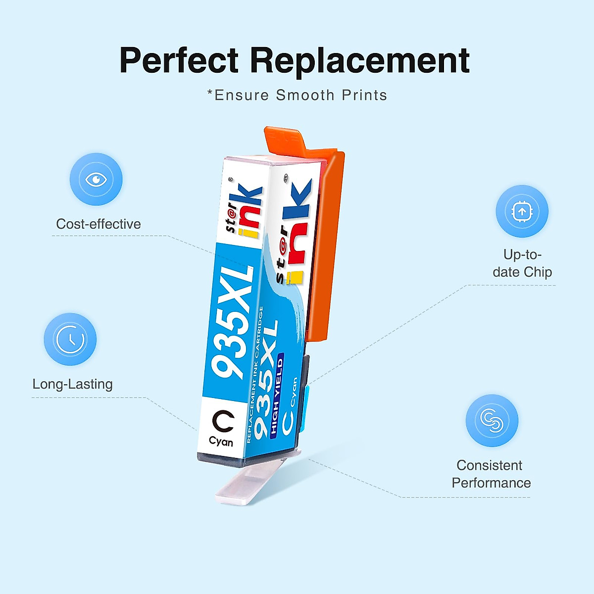 934XL 935XL High Yield Ink Replacement for HP 934 and 935 Ink Cartridges Combo Pack, Compatible for HP Officejet Pro 6830 6230 6835 6812 6815 6820 Printer, 4-Pack(Black Cyan Magenta Yellow)