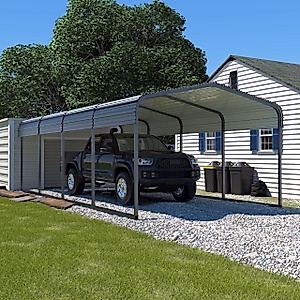 VEIKOU 12' x 20' Carport, Upgraded Metal Carport with Heavy Duty Thicken Steel Roof, Extra Large Car Port for Cars, Car Shelter & Shade