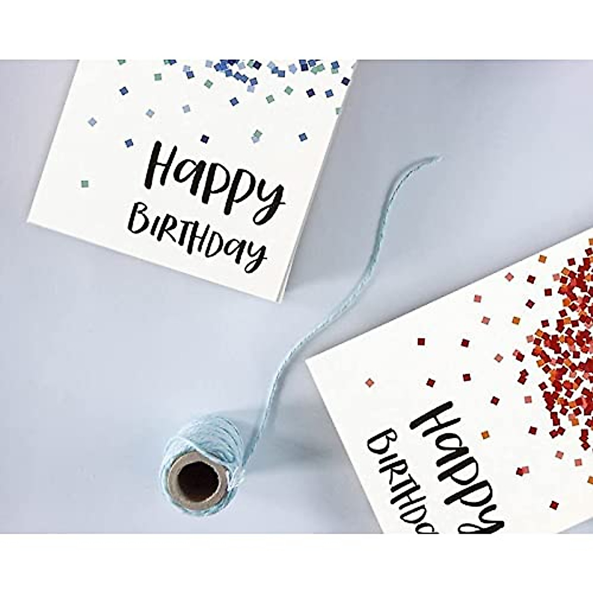 48 Pack Birthday Cards Bulk, 6 Assorted Confetti Designs with Envelopes, 4x6