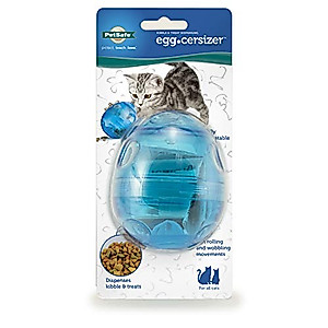 PetSafe Cat Egg-Cersizer Interactive Toy and Meal Dispenser, Use with Food or Treats - PTY00-13747,Blues & Purples