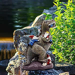 BBdis Garden Gnomes Statue Decoration,5.8 Inch Dinosaur Catch Gnomes Figurines,Indoor Outdoor Décor Garden Art for Patio,Lawn,Yard,Funny Garden Gift