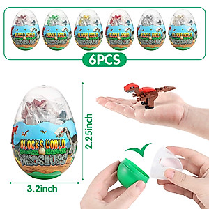 3 otters 6PCS Dinosaur Building Blocks, Dinosaur Eggs with Dinosaurs Building Kit Inside, Dinosaur Toys GIFS for Kids Surprise, Classroom Events, Carnival Prizes