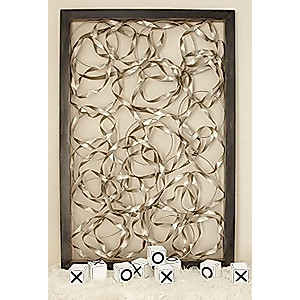 Deco 79 Metal Abstract Coiled Ribbon Wall Decor with Black Frame, 60" x 2" x 40", Silver