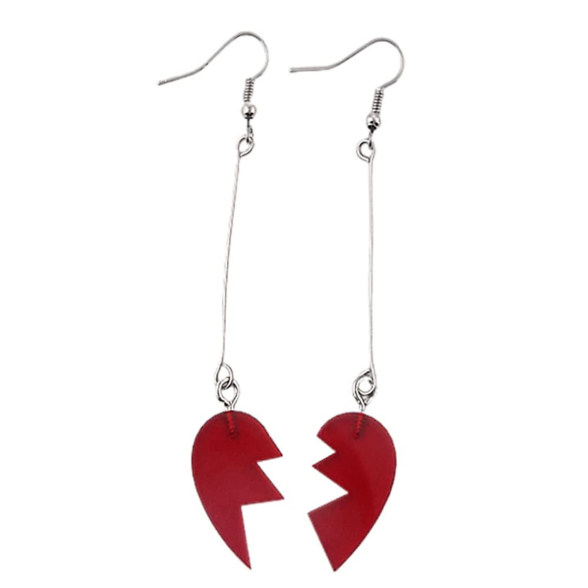 tenghong2021 Heart Drop Dangle Earring Valentine's Day Ear Clip Cosplay Jewelry Red Accessories for Fans Halloween Adventure Red Costume Accessory Bizarre Earrings -Earrings