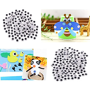 Baosity 400Pcs Bulk Wiggle Eye Round Plastic Clear Moving Eyes Wobbly Googly Adornments - 8mm, 10mm