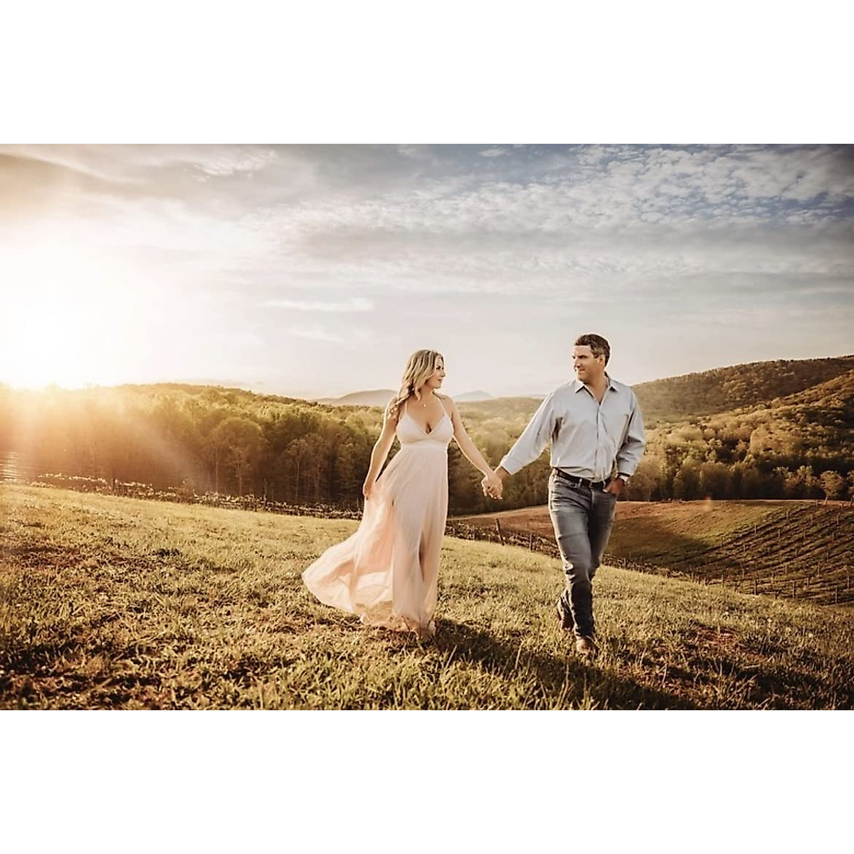 XXTAXN Women's Sexy Deep V Neck Split Cocktail Party Formal Bridesmaid Maxi Dress Pink