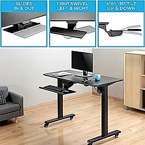 Stand Steady Under Desk Keyboard Tray | Adjustable Tilting Keyboard Shelf for Ergonomic Typing | Screw-On Under Desk Storage with Cable Clips (Tray Specs: 26.5in x 10in | Overall Specs: 26.5in x 17in)