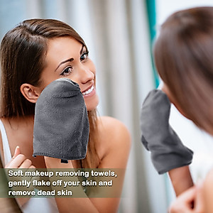 Shimeyao 20 Pack Makeup Washcloths Microfiber Makeup Remover Towels Reusable Quick Dry Face Wash Cloth Soft Washable Fingertip Facial Makeup Towels for Cleansing Hand and Make Up,13x13 Inch(Gray)