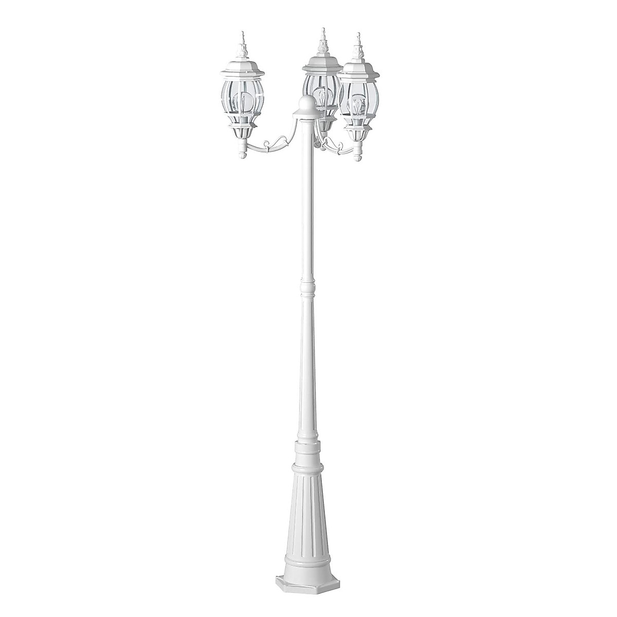 DESIGNERS FOUNTAIN Riviera 3-Light Outdoor Post Lantern Light with Clear Beveled Glass Shade, White, 1923-WH