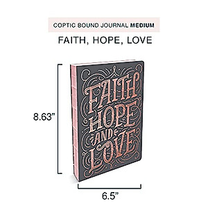 Medium Coptic Bound Journal by Studio Oh! - Faith, Hope, Love - Dimensions: 6.5" x 8.63" - Hardcover with Full-Color Artwork & 192 Lined Pages - Lies Flat When Open