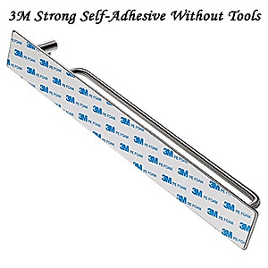 Sumnacon Towel Bar Rack with Hook, 13.38 Inch 3M Self Adhesive Stainless Steel Towel Holder Organizer for Bathroom Kitchen Bedroom, Brushed Finish (Towel Rack with Hook)