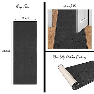 Machine Washable Modern Solid Design Non-Slip Rubberback 2x6 Traditional Runner Rug for Hallway, Kitchen, Bedroom, Living Room, 2'2" x 6', Red