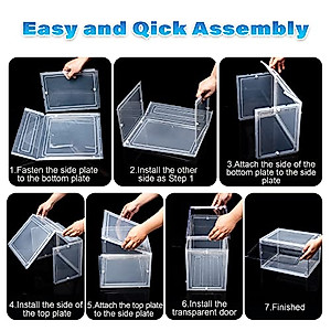 YOLOPARK Shoe boxes X-Large Clear Plastic Stackable Side Door Sneaker Display Case Pack of 4, Shoe Containers for Closet with Lids Shoe Storage Boxes Fit Size Up to US Men's 14 (4 Pack Clear)