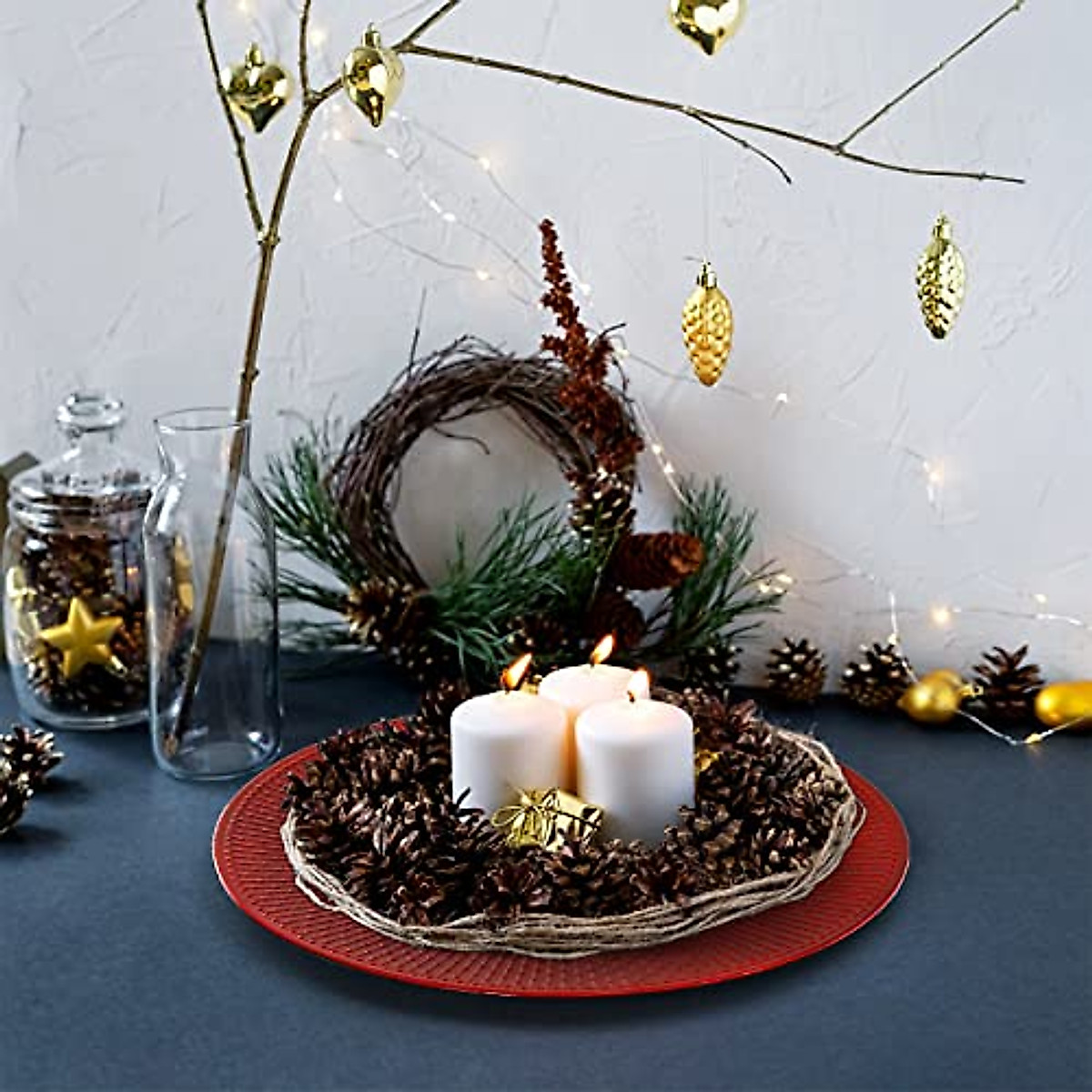 DEAYOU 12 Pack Red Charger Plates, 13-inch Beaded Chargers Plates, Wedding Charger Platters for Serving, Party