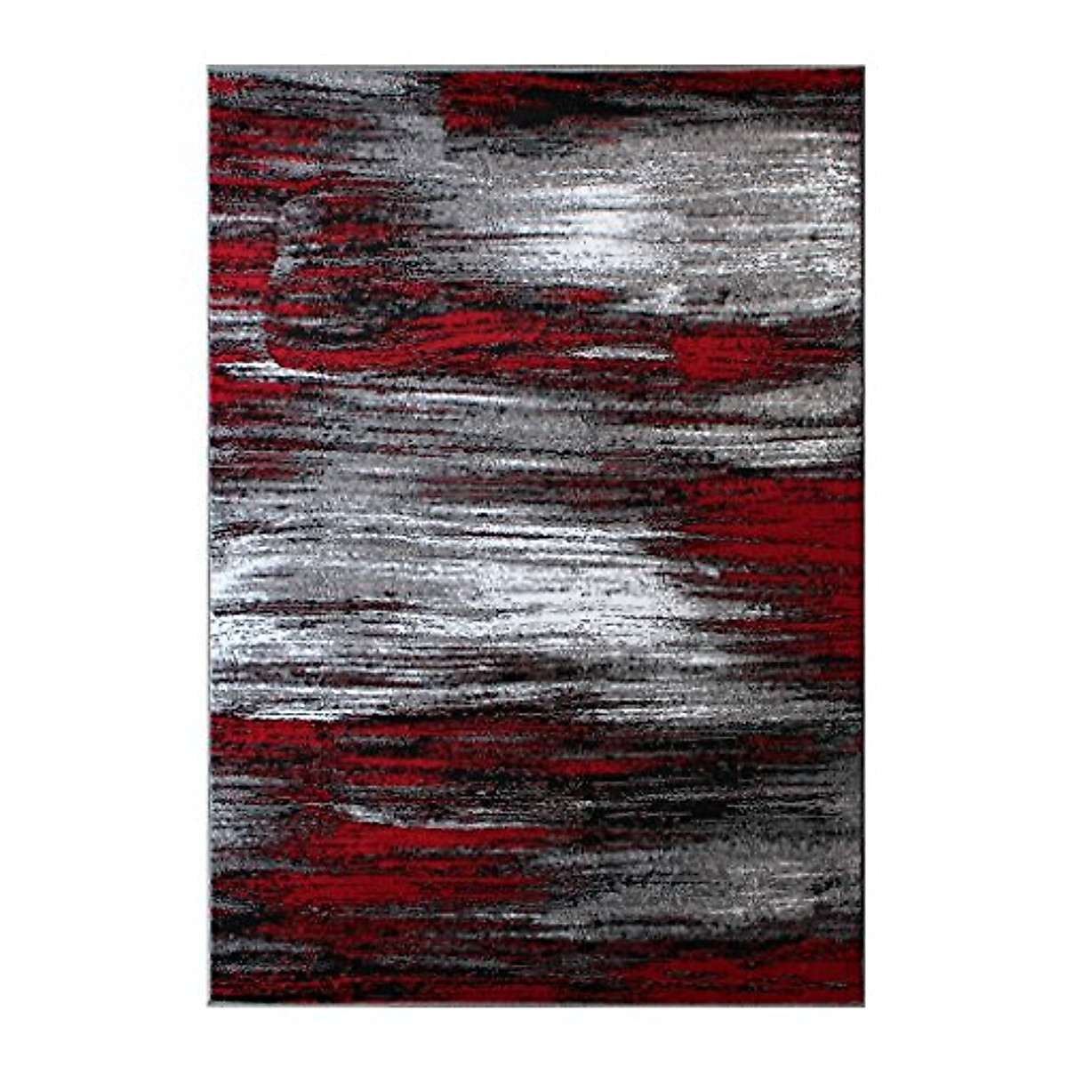Masada Rugs, Modern Contemporary Area Rug, Red Grey Black (8 Feet X 10 Feet) Large Livingroom, Bedroom, Office Rug