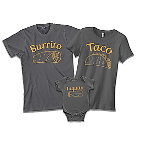 Threadrock Taquito | Baby Son or Daughter Infant Bodysuit | 6 Months, Charcoal