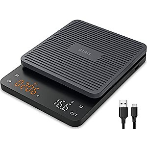 BAGAIL Kitchen Scale with Timer, 0.1g High Precision Coffee Scale, Drip Espresso Scale with Auto Tare, Touch Sensor and Silicone Cover - 6.6 lbs/3 kg