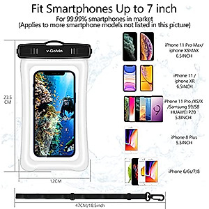 v-Golvin Floating Universal Waterproof Phone Pouch with Card Slot&Lanyard, IPX8 Cellphone Dry Bag Waterproof Case for iPhone 14 13 12 11 Pro Max SE XS XR S10 S9 Note 20/10 Up to 7" -2 Pack Black