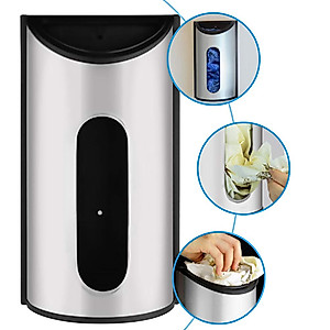 Hemoton Kitchen Grocery Plastic Bag Holder and Dispenser Wall Mount Bag Saver Stainless Steel Storage Holder for Plastic Bags