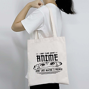 BDPWSS Anime tote bag for women Anime Lover Gifts I Only Care About Anime And Like Maybe 3 People Gift (Care about anime TG)