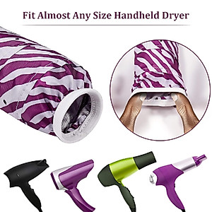 Locsanity Dreadlock Loose Natural Hair Bonnet Dryer Attachment Quick Drying Cap - Black or Purple (Purple Animal)