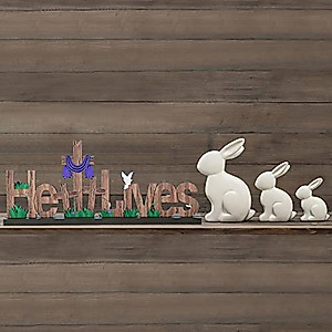 3 Pcs Easter Religious He is Risen Tabletop Decorations,Wooden Rustic Jesus Cross He is Risen He Lives Sign Inspirational Table Centerpiece for Easter Religious Party Dinner Coffee Bar Tabletop Decor