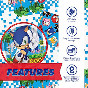 Unique Sonic Plates and Napkins for 16 | Sonic Birthday Party Decorations | Sonic Party Decorations | Officially Licensed