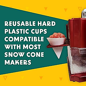 [4 Pack] Plastic Reusable Snow Cone Cups for Your Snow Cone Maker - No Leak, Durable Shaved Ice Cone Cups - Snow Cone Cup for Slushies, Shaved Ice Syrup or Juice - Family Pack Snow Cone Cups 6 oz