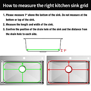 Sink Protectors for Kitchen Sink 26" x14", Stainless Steel Sink Protector with Rear Drain Hole Sink Rack for Bottom of Sink with Sink Strainers (Separable, 26" x 14", Rear Drain)