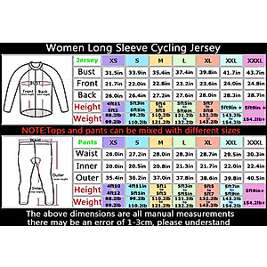 Women Cycling Jersey,Autumn Winter Fleece Warm MTB Suit,Mountain Road Reflective Bike Clothing Set + Gel Bib Pants