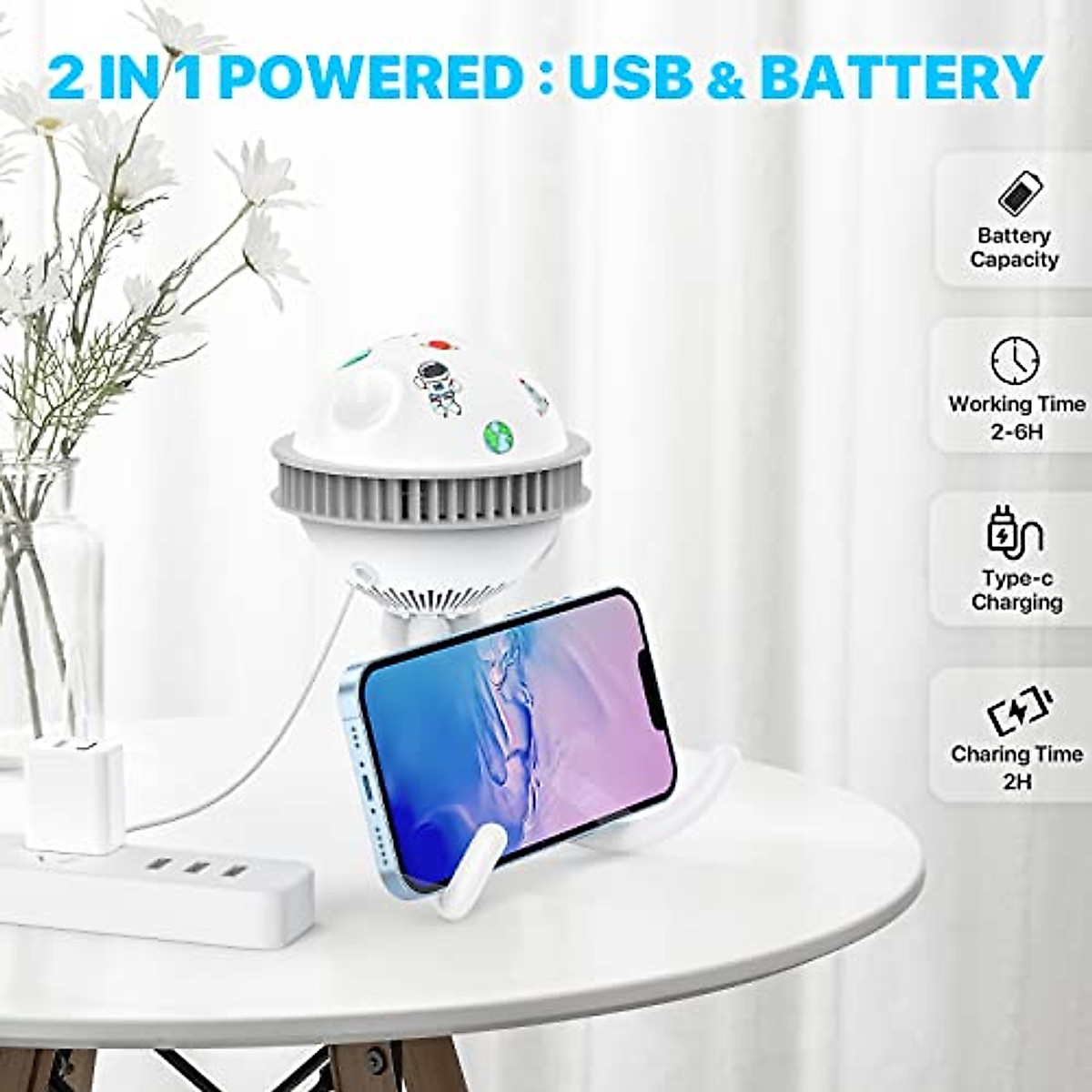 SWTOIPIG Stroller Fan Clip On for Baby Battery Operated, Small Portable Fan Rechargeable with Flexible Tripod, Mini Handheld USB Fan forTravel, Car Seat, Camping, and Bedroom