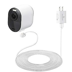 25ft/7.6m Weatherproof Outdoor Charging Cable with Quick Charge Adapter - Compatible with Arlo Ultra/Ultra 2/Pro 3/Pro 4 - White (NOT Compatible with Arlo Essential Spotlight Camera)