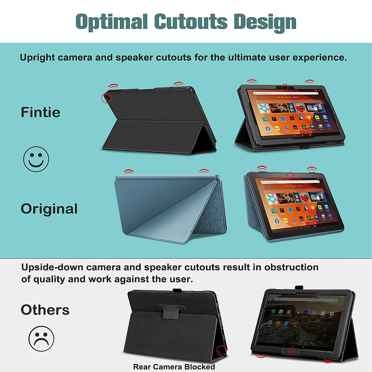 Fintie Case for All-New Amazon Fire HD 10 and 10 Plus Tablet (13th/11th Generation, 2023/2021 Release) - [Flex Stand] Premium Vegan Leather Multi-Angle Folio Cover, Shades of Blue