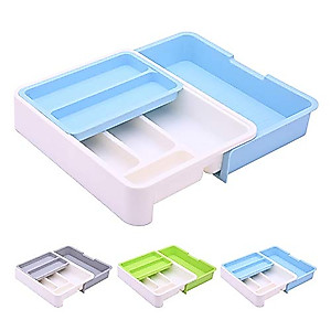 TJLSS Kitchen Drawer Organizer Plastic Storage Drawer Cutlery Tray for Drawers Divider Durable Utensil Multi Partition Safe Easy Clean ( Color : Gray )