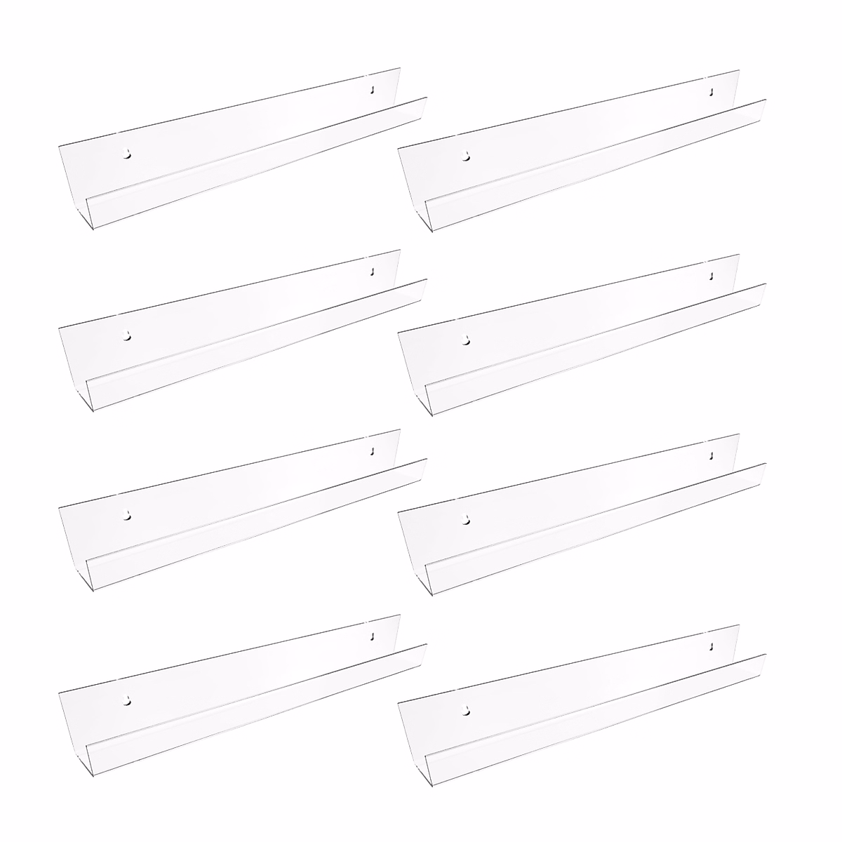 BYCY 8 Packs Clear Acrylic Shelves Wall Mount Holder for Display,Floating Book Shelves for Kids Room,Floating Album Record Shelves Funko Pop Display Shelf for Home (8Packs-Clear)
