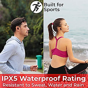 GR8IM Wireless Earbuds TWS Stereo Bluetooth 5.0 in-Ear Headphones with Deep Bass, Built-in Mic, Answer Phone Call Earphone IPX5 Waterproof Sports Earpiece with Charging Case