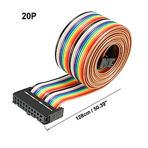 uxcell IDC Rainbow Wire Flat Ribbon Cable 20 Pins 128cm Length 2.54mm Pitch Type-C