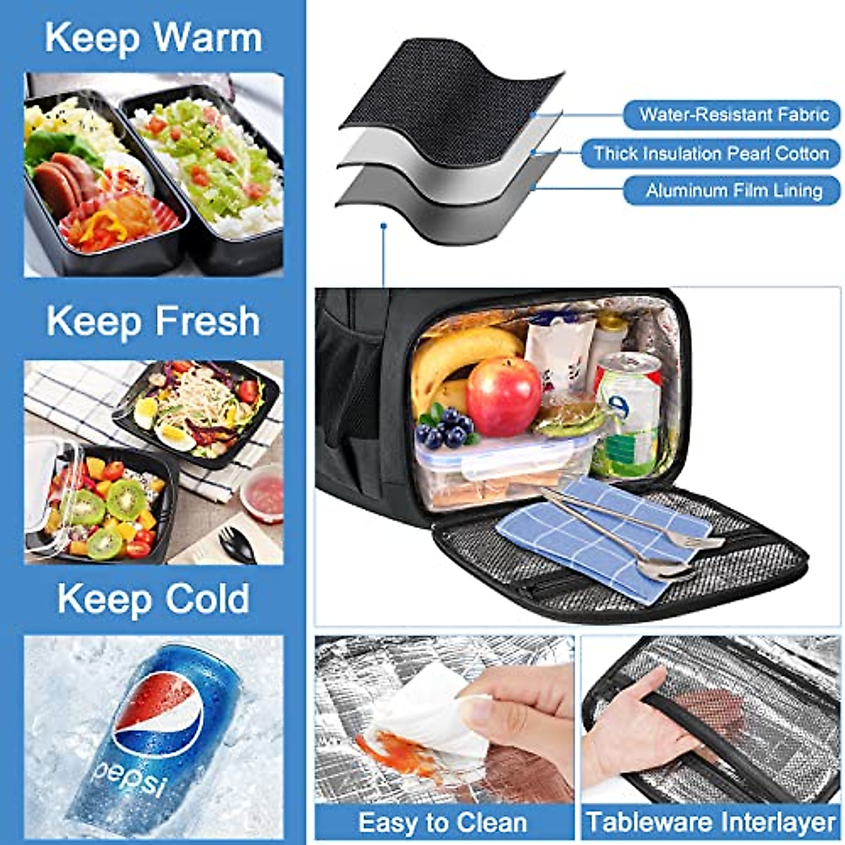 17 Inch Laptop Backpack, TSA Large Travel Backpack with Lunch Box, Anti-Theft Work Business Carry On, 17 Inch Messenger Bag for Men, Large Laptop Briefcase Lightweight Unisex Crossbody Should bag