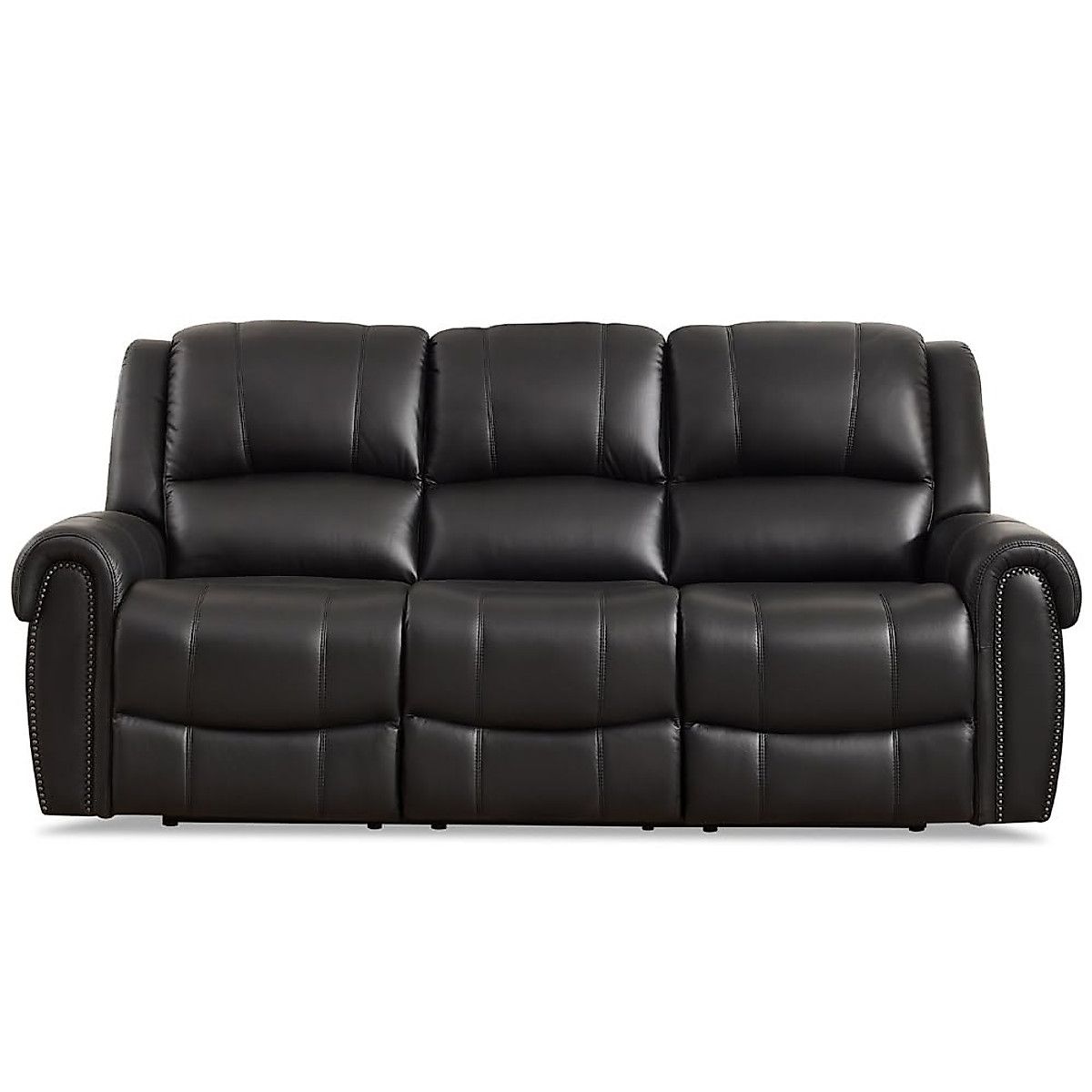 Hydeline Marco Top Grain Leather Zero Gravity Reclining Sofa Couch, 88.5", Black, Memory Foam, Pocket Coils and Control Panel