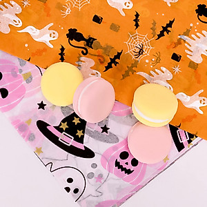 Rancco 60 Sheet Halloween Tissue Paper, Gift Wrapping Paper, Pink Pumpkin Ghost Decorative Tissue Paper for Home Holiday Birthday Party, DIY Craft Paper for Halloween, 19.7×11.8''