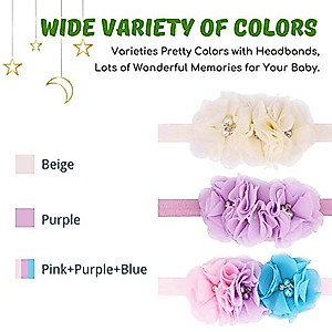 2 Pieces Newborn Baby Photography Props Long Ripple Stretch Wrap DIY Girl Boy Photo Props Blanket with Headbands (White + Purple)