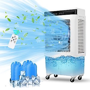 TROPOW 1800CFM Evaporative Air Cooler, Swamp Cooler With 8.4 Gallon Water Tank & 4 Ice Packs, 3 Modes & Wind Speeds for Outdoor Indoor Garage