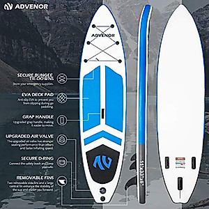 ADVENOR Paddle Board 11'x33 x6 Extra Wide Inflatable Stand Up with SUP Accessories Including Adjustable Paddle,Backpack,Waterproof Bag,Leash,and Hand Pump,Repair Kit (Blue)