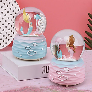 Mermaid Snow Globes,Snowglobes with Musical,LED Lights, Gifts for Girls,Birthday Christmas Festival Gift for 5-12 Year Old Girls (Blue)