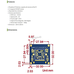 [RPi Camera (B)] Original Raspberry Pi model B B+ A+ Pi 2 Camera Module OV5647 sensor HD video 2592*1944 Resolution Development board -RPi Camera (B) @XYG