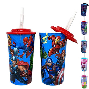 Kids Girls Boys Ultimate Marvel Avengers Water Tumbler with Lid, Reusable Straw Deluxe 2 Count Approved BPA Goodies Home by Zak!