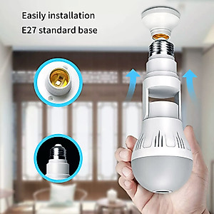 Light Bulb Security Camera, 360 Panoramic Camera Light Bulb, Smart Camera Lamp with Adjustable Bracket, Floodlight and Infrared Night Vision, Motion Detection, Alarm Events, V380 App & PC Software/C6