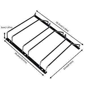 Dianoo 24CM Wine Glass Rack Under Cabinet Black, Stemware Rack, Wire Hanging Rack, Wine Glass Holder With Screws, 3 Rows